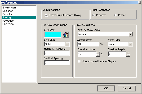 Printing Preferences